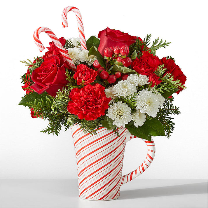Peppermint Swirl Mug – red, white flower arrangement | Pleasanton, CA ...